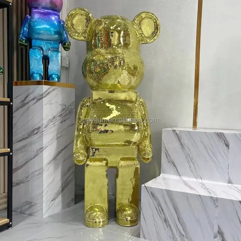 400% Handmade Sequins Glass Bright Surface Piggy Bank Large Bearbrick ...