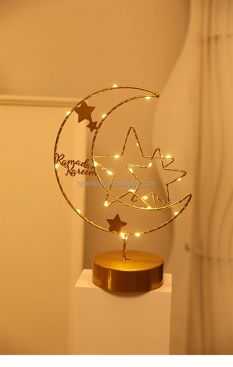 Ramadan Iron Moon Star Lamp Crescent Moon Decor Led Light Enchanted ...