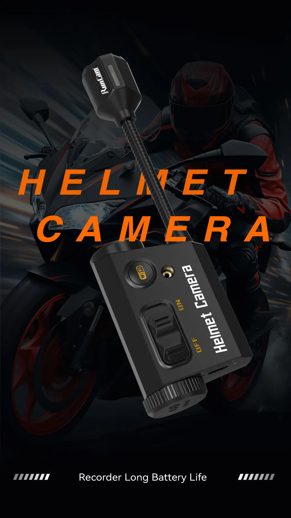 Runcam Helmet Camera - Long Battery Life & 1080p Recording
