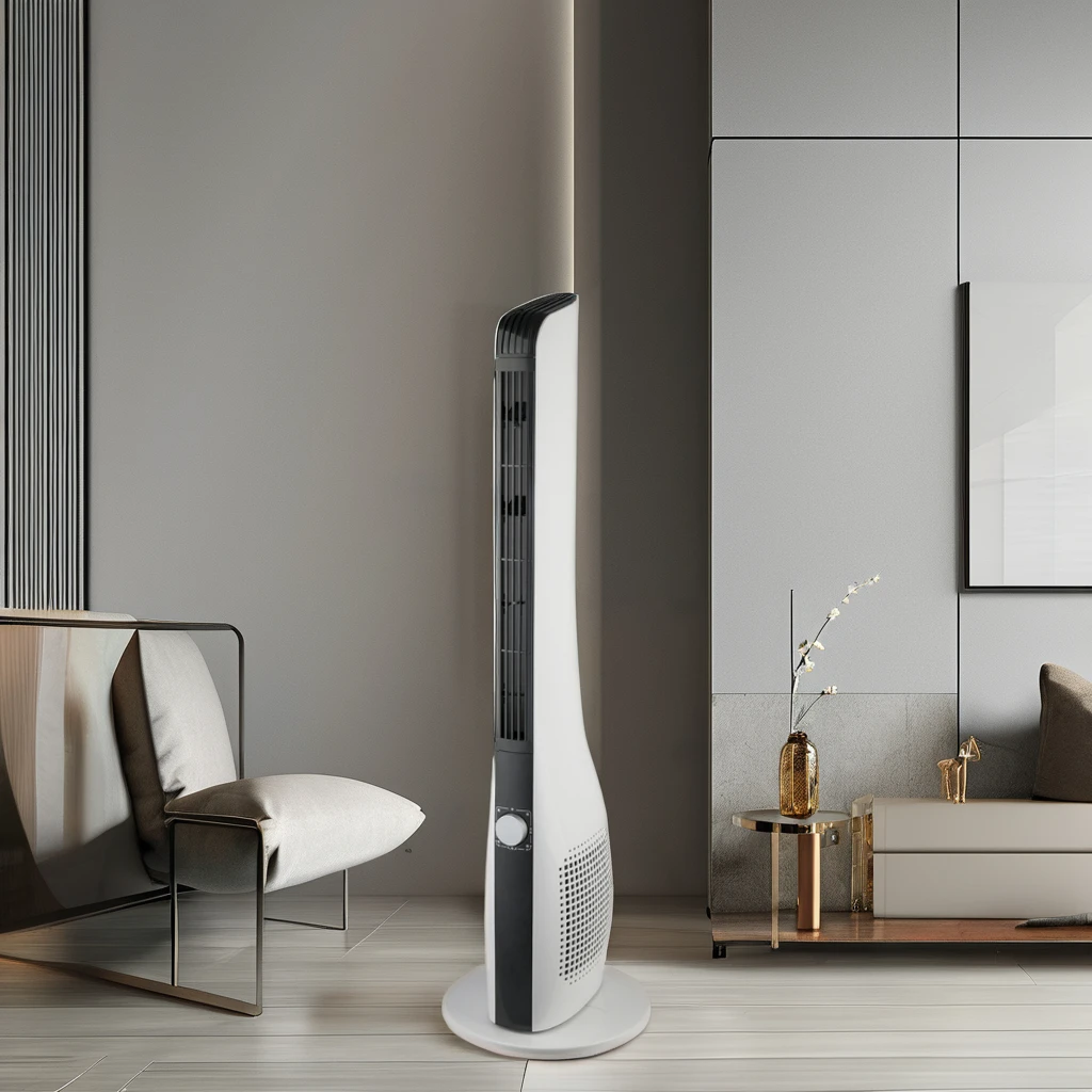 Konwin White Floor Mounted 3-Speed Bladeless Fan Invisible Tall Air ...