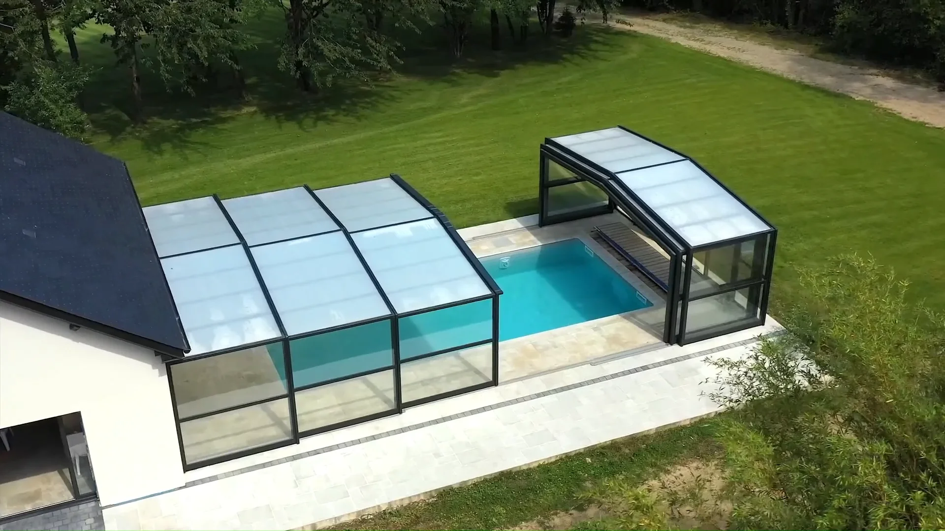 4 Season High Wind Resistance Retractable Large Swimming Pool Roof ...