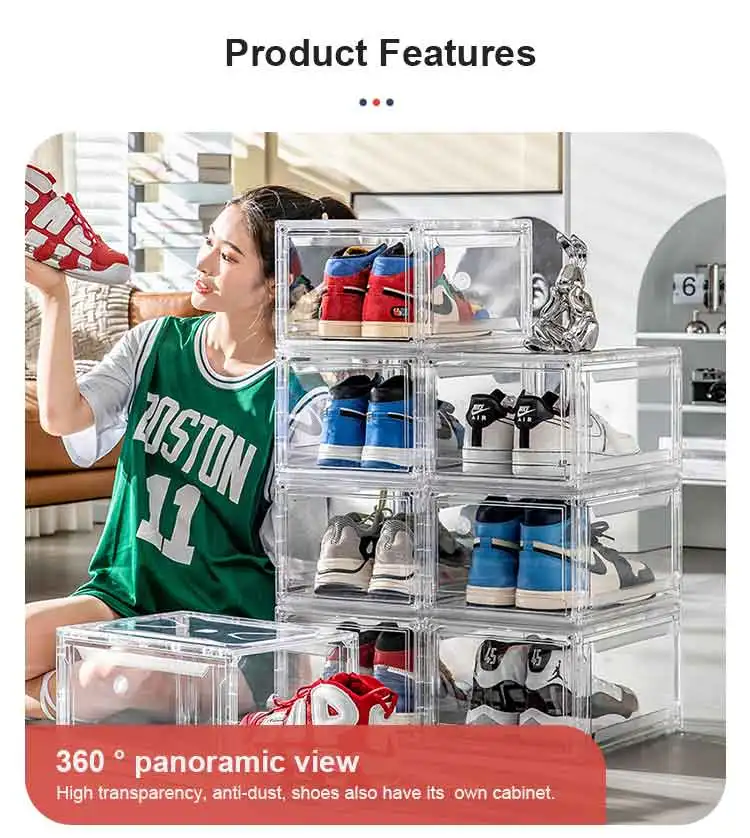 Custom Full Transparent Plastic Shoe Storage Container Box Foldable ...