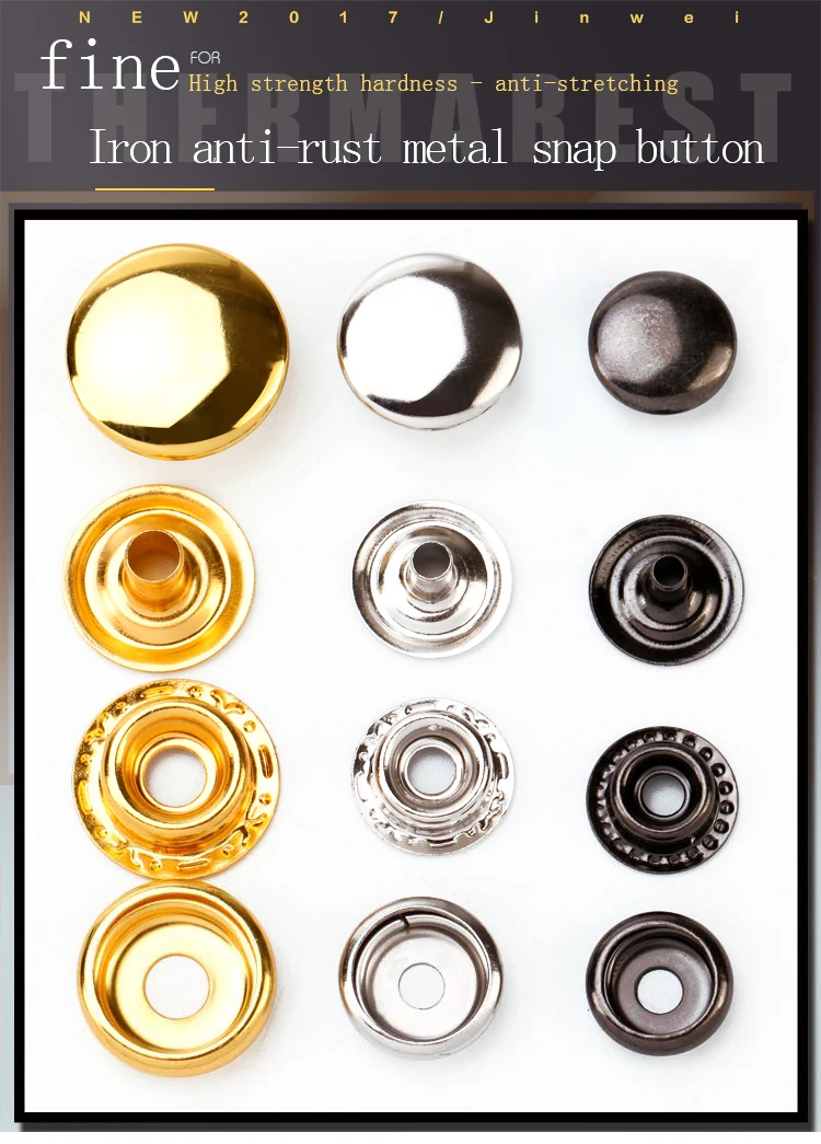 Metal Snap Buttons Press Button Fastener Stud Cap Gold/sliver/black ...