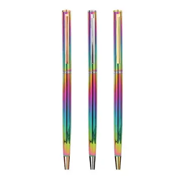 Holographic Uniform Pens Rainbow Metal Slim Retractable Ink Pen ...