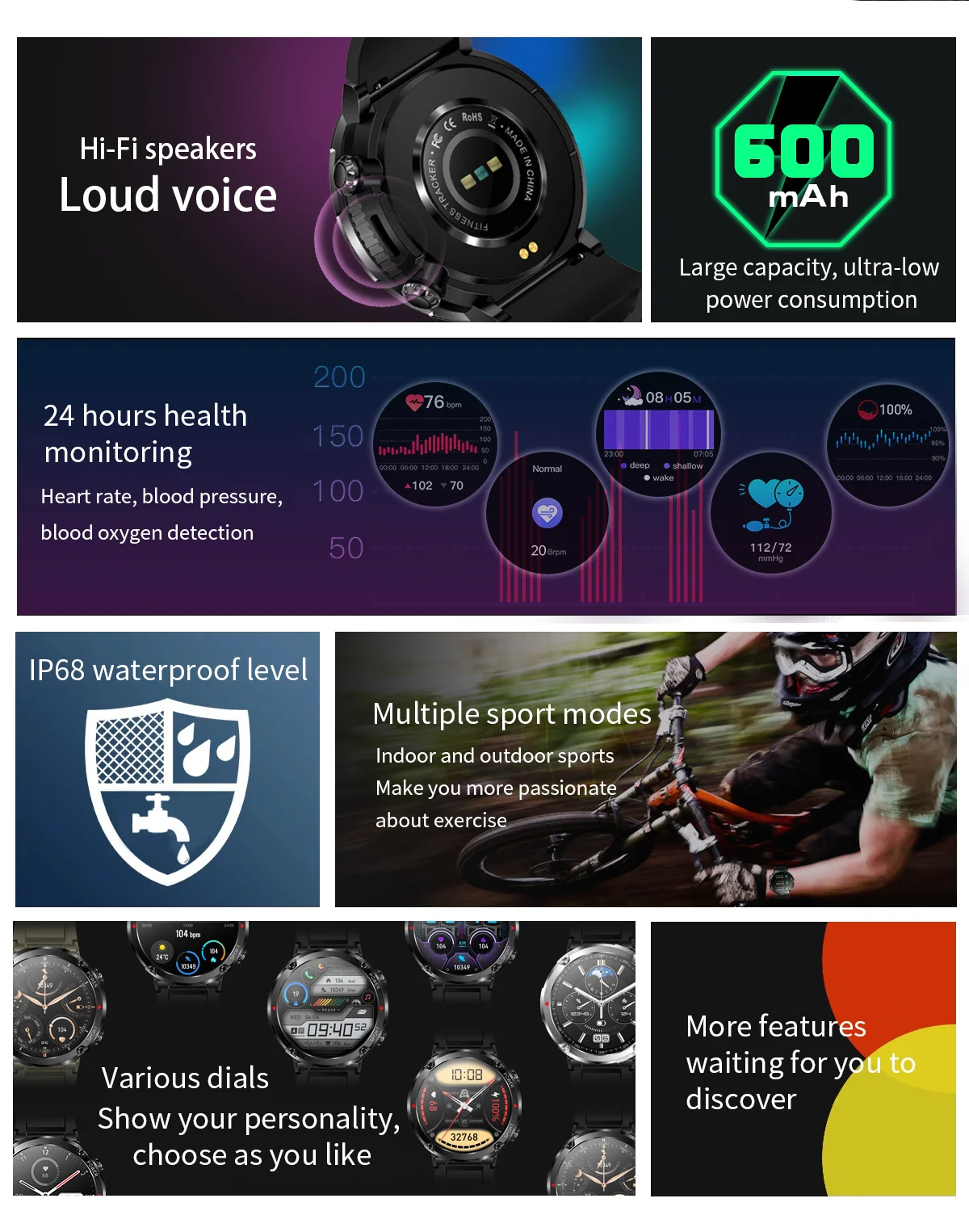 T30 Sports Smart Watch Ip67 Waterproof 1.6 Inch Fashion Smartwatch ...