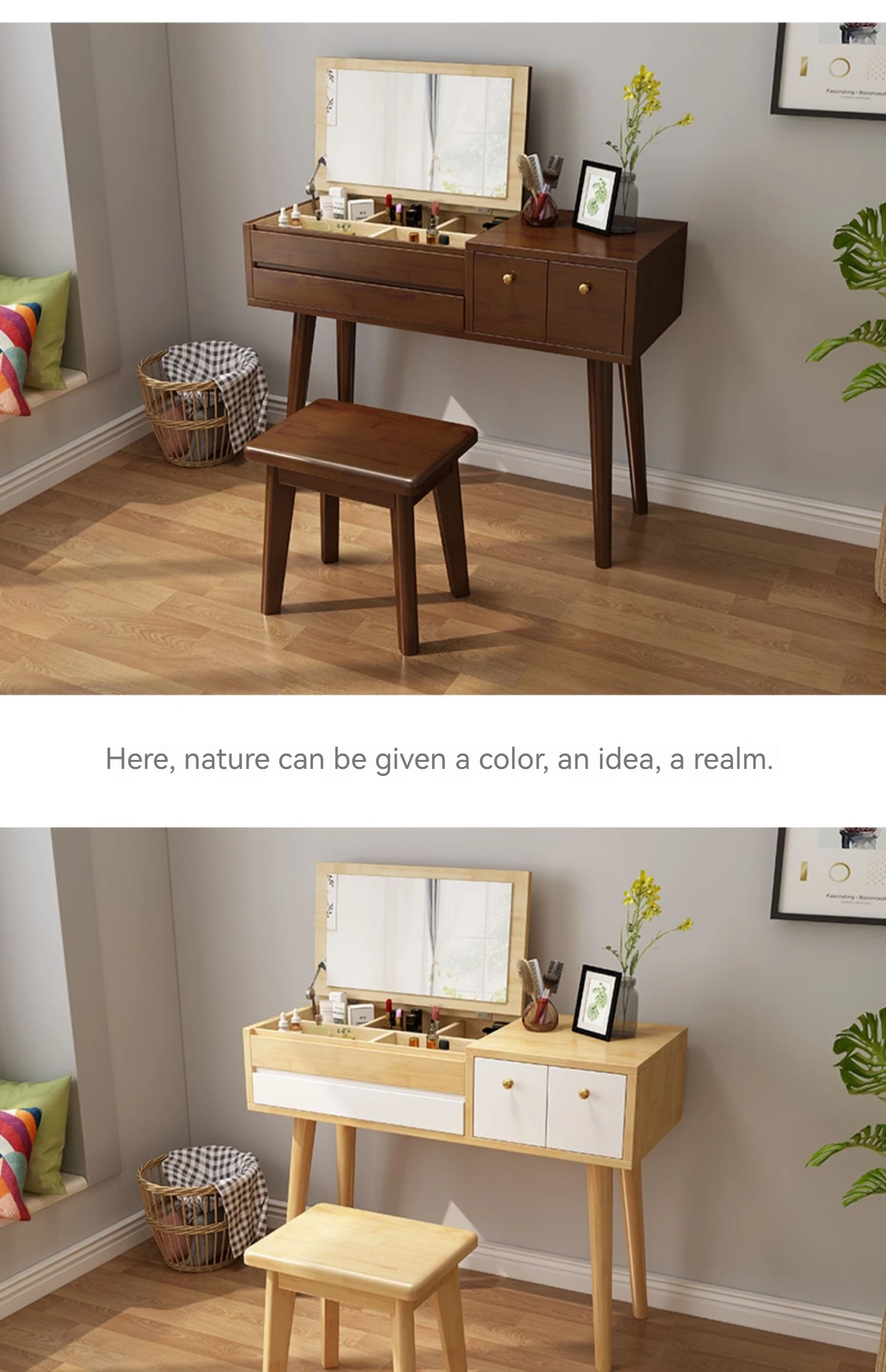 Modern Bedroom Wood Luxury Dressing Table High-capacity Clamshell ...