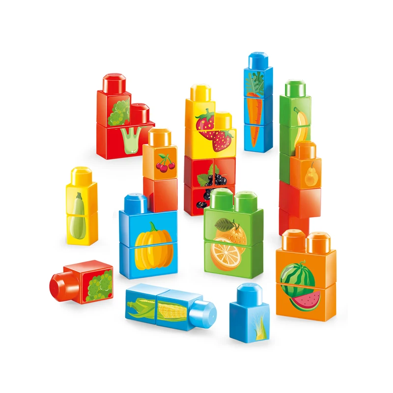 Kids Educational Learning Fruit Blocks Game Diy Assembled Construction ...