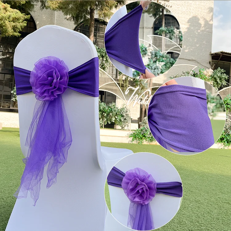 Chair Sash Hotel Banquet Decorative Knot Satin Pastel Spandex Bow ...