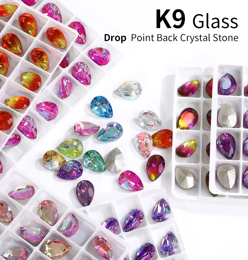 Xichuan Laser Point Back Rhinestones Drop Shape Stone K9 Glass ...