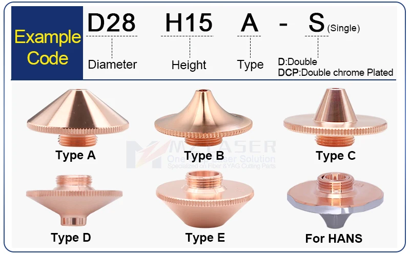 Minglaser Laser Nozzles Bulge D28 H15 Single Double Layer Tip Copper ...