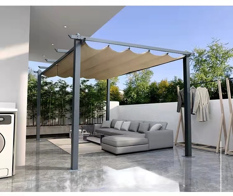 Aluminum Profile Garden Building Folding Pergola Storage Shed Pvc Roof ...