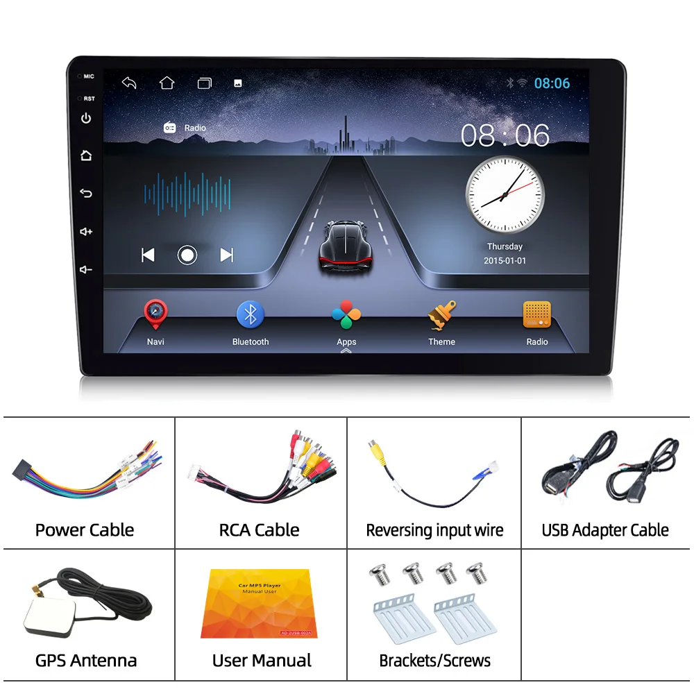 TS7 Car Player GPS Navigation Radio - 10 Inch 2 Din 4 Core