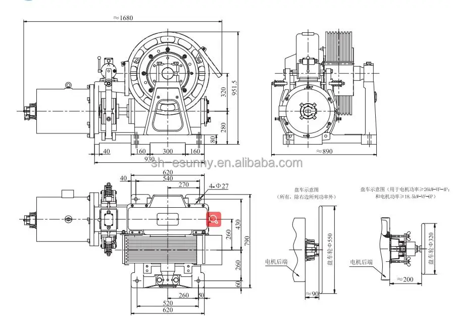 Elevator Vvvf Geared Motor For Cargo Lift 2000-2500kg 0.5-2m/s Torin ...