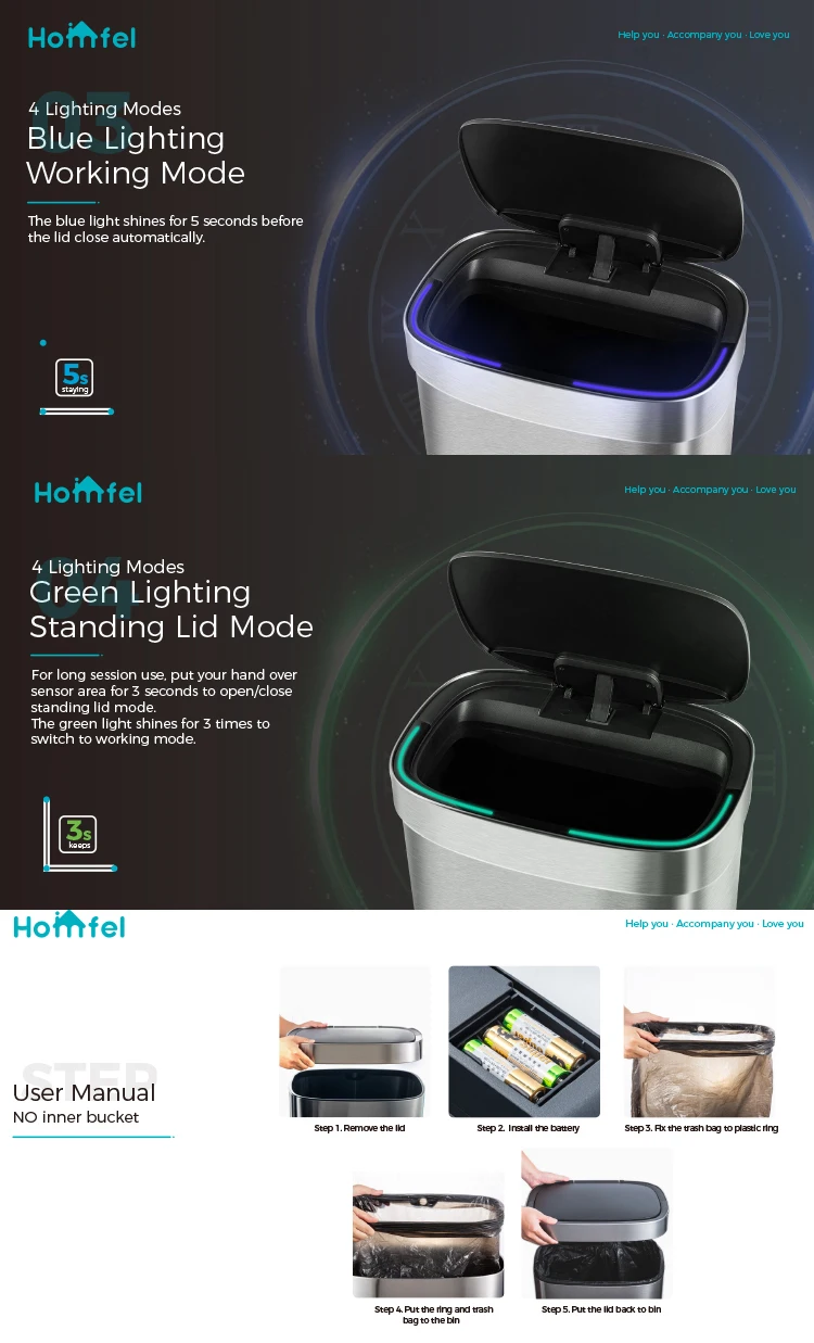 Automatic Touchless Smart Infrared Sensor Waste Bin Kitchen Stainless ...