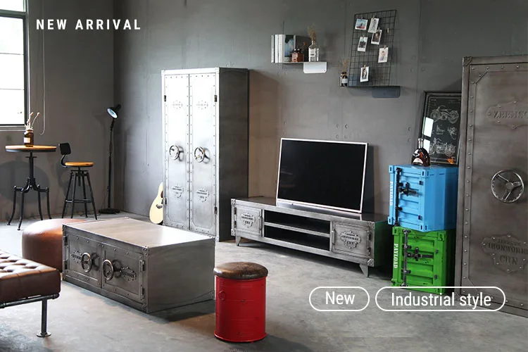 Personalized Industrial Style Iron Bedside Cabinet Vintage Storage ...
