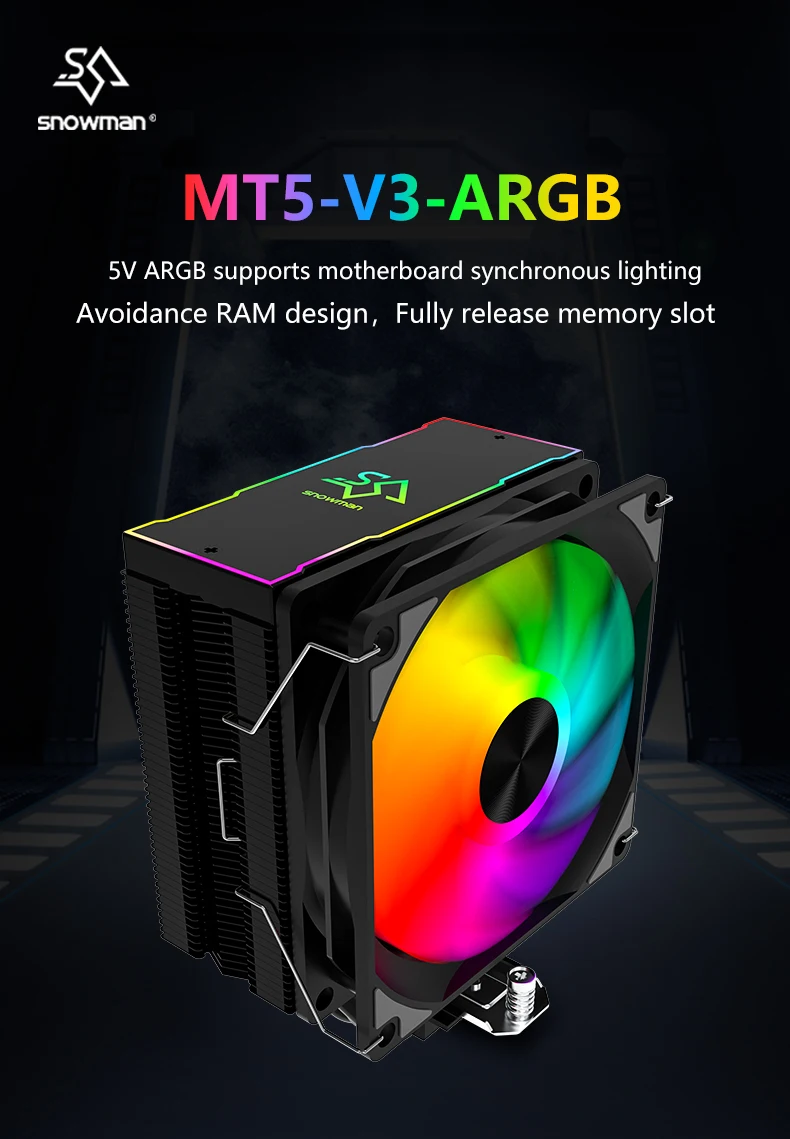 Snowman MT5 V3 ARGB CPU Cooler - High-Performance Cooling