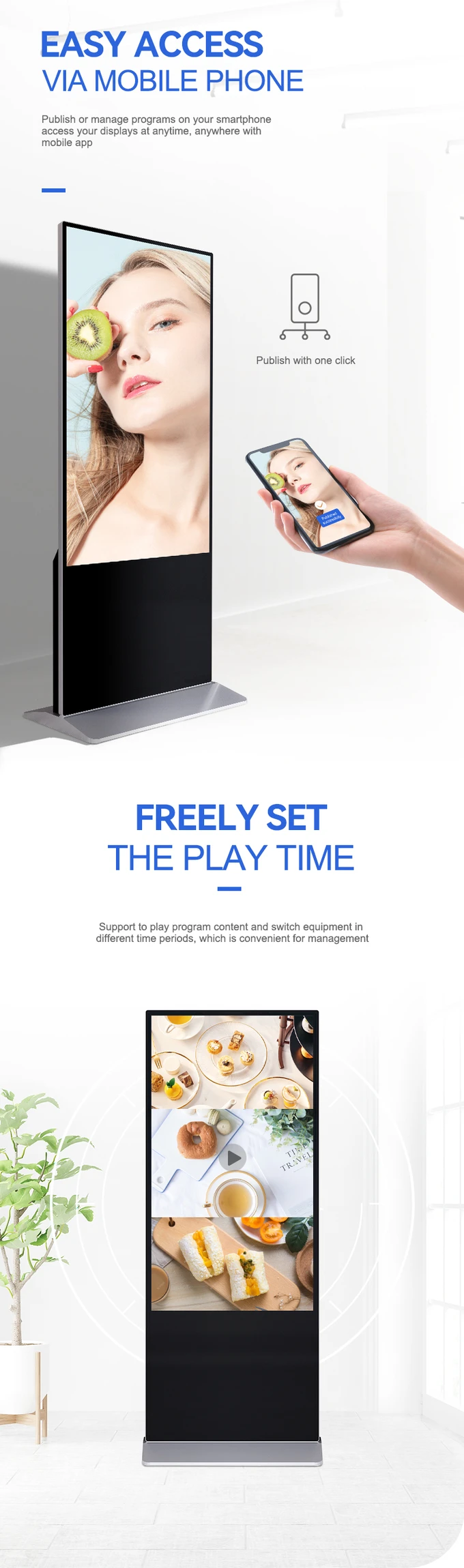 43 Inch Floor Standing Indoor Billboard Led Advertising Screen Digital ...