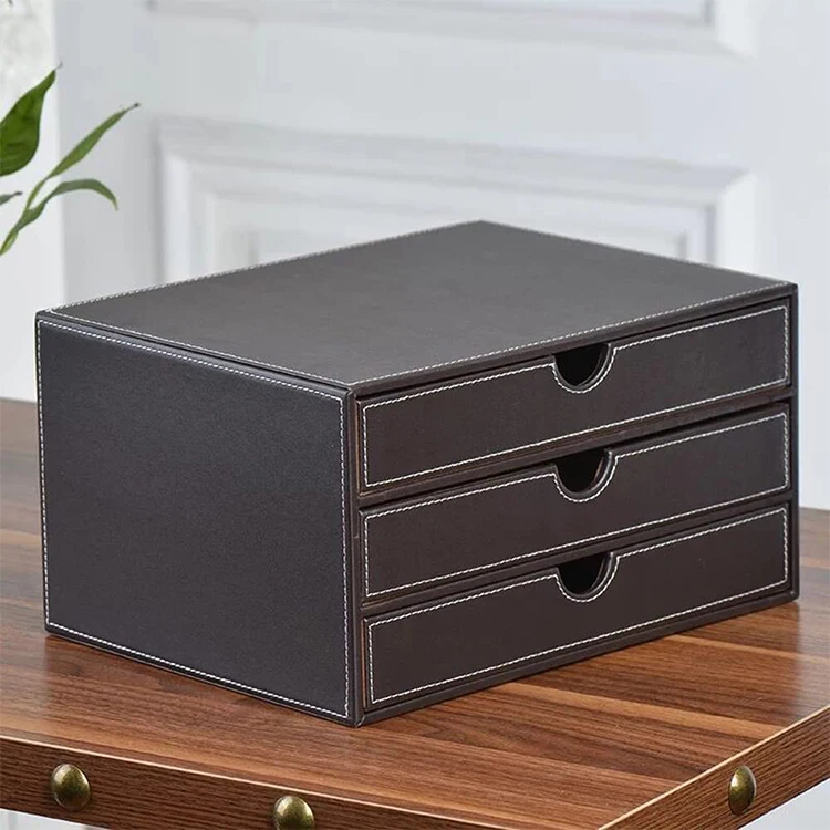 Hot Sell Leather Desktop Drawer Organizer File Cabinet Magazine ...