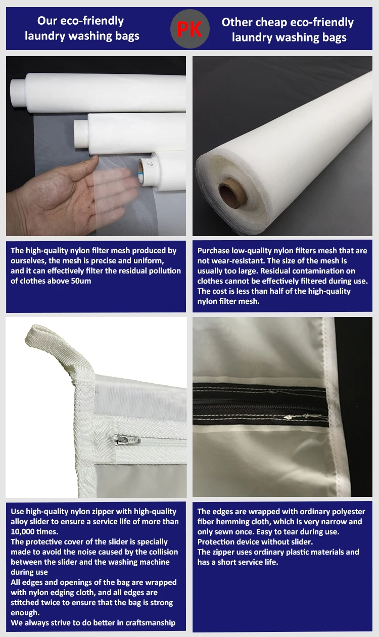 Nylon Mesh Stop Microplastic Waste Zipper Laundry Washing Bag For ...
