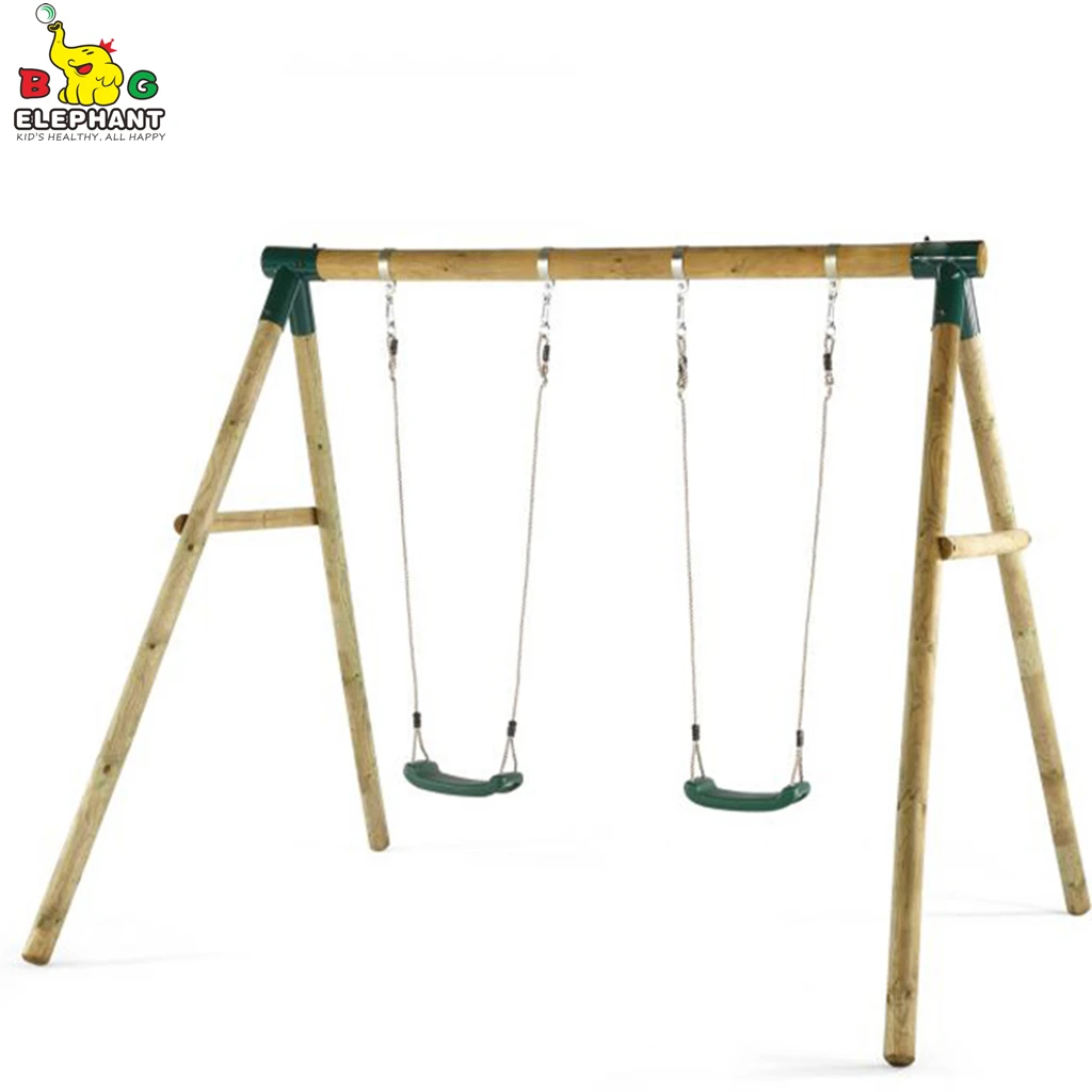 Kids Outdoor Log Wooden Swing Set Playsets Playground