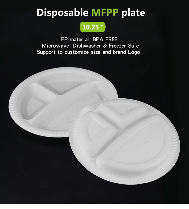 Wholesale Eco-friendly Takeout 10.25" Mineral Filled Pp Microwaveable 3 ...