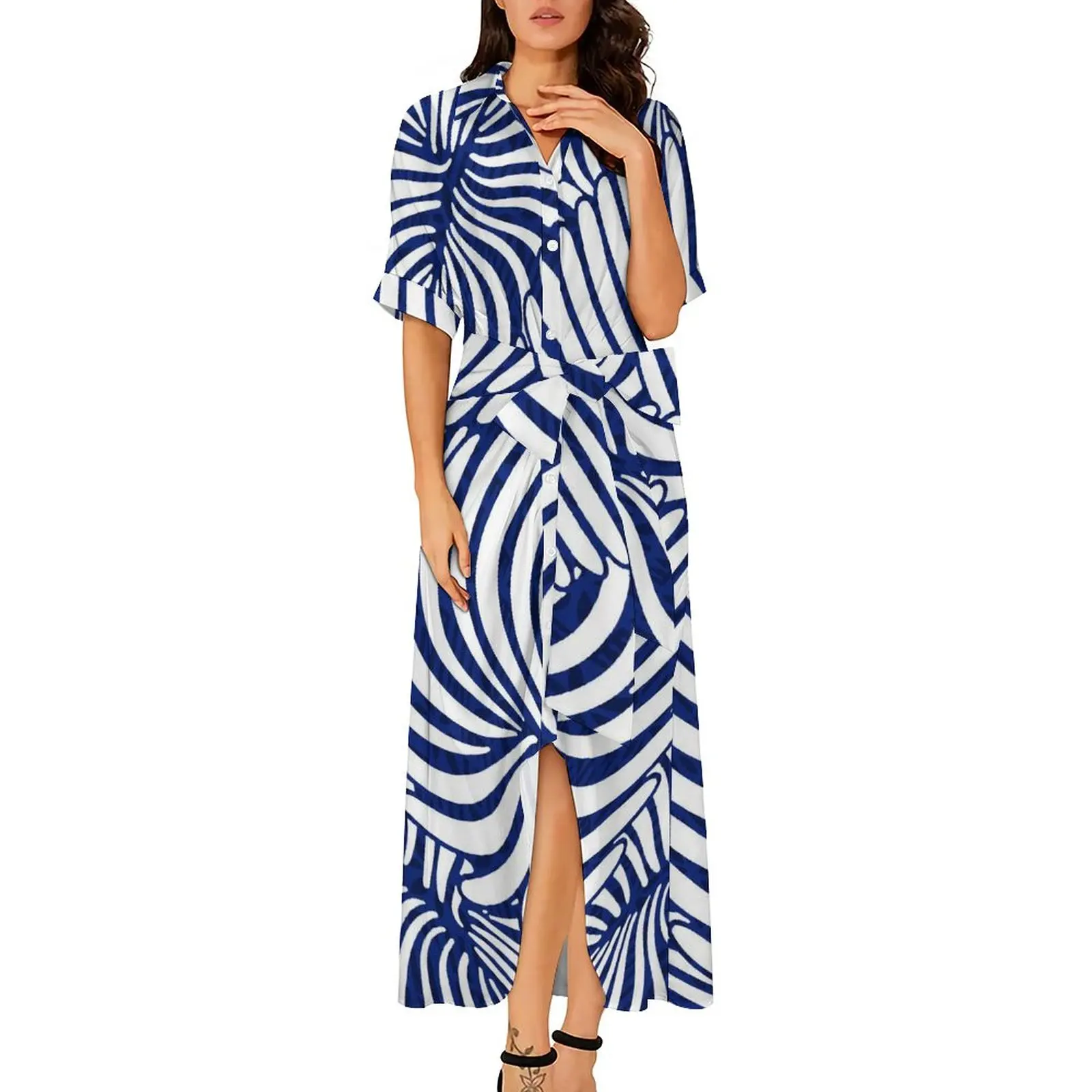 Pacific Island Dress Patterns Hawaiian Tropical Floral Print Elegant