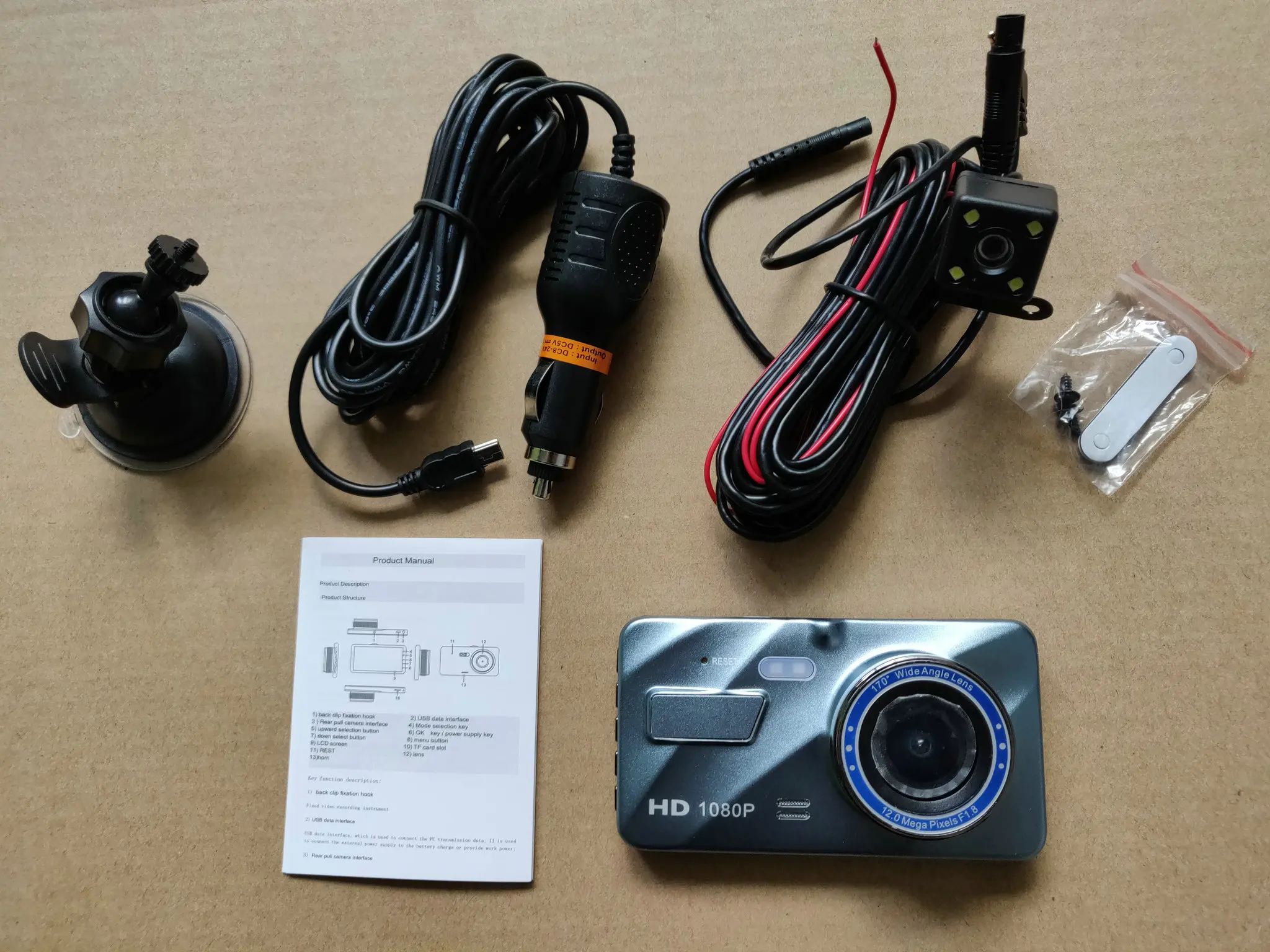 1080p Full Hd Dashboard Camera 4" Ips Screen Driving Recorder Loop ...