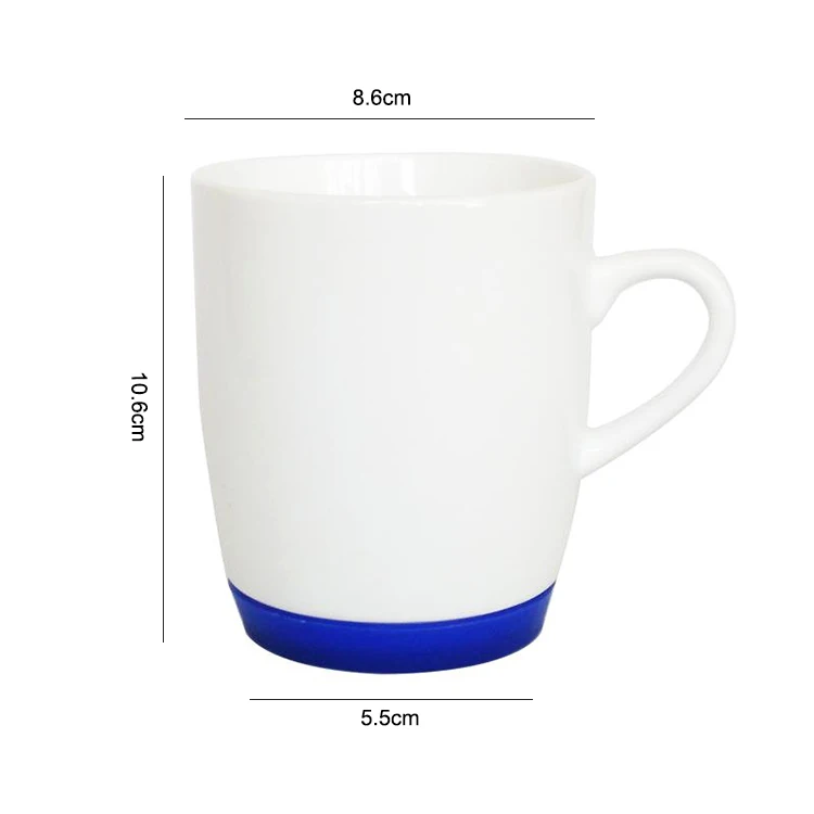 Custom Rubber Base Bottom White 12 Oz Ceramic Coffee Mug Heart Handle ...