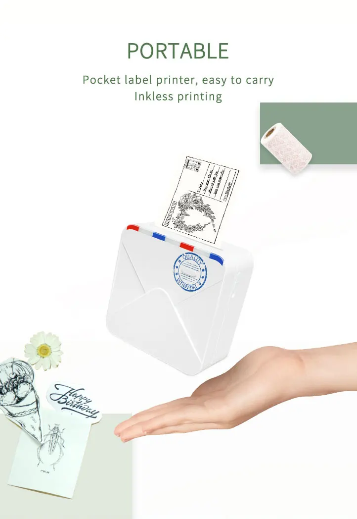 Aimo Mobile Portable Thermal Photo Receipt Sticker Printer With Support ...