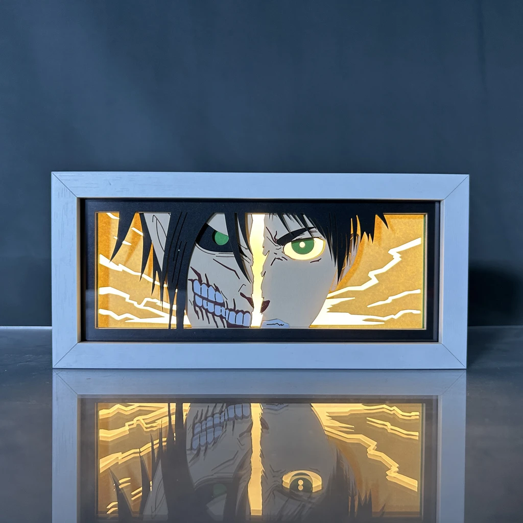 Attack On Titan Anime Light Box Mdf Wood Frame Laser Paper Cut Shadow ...