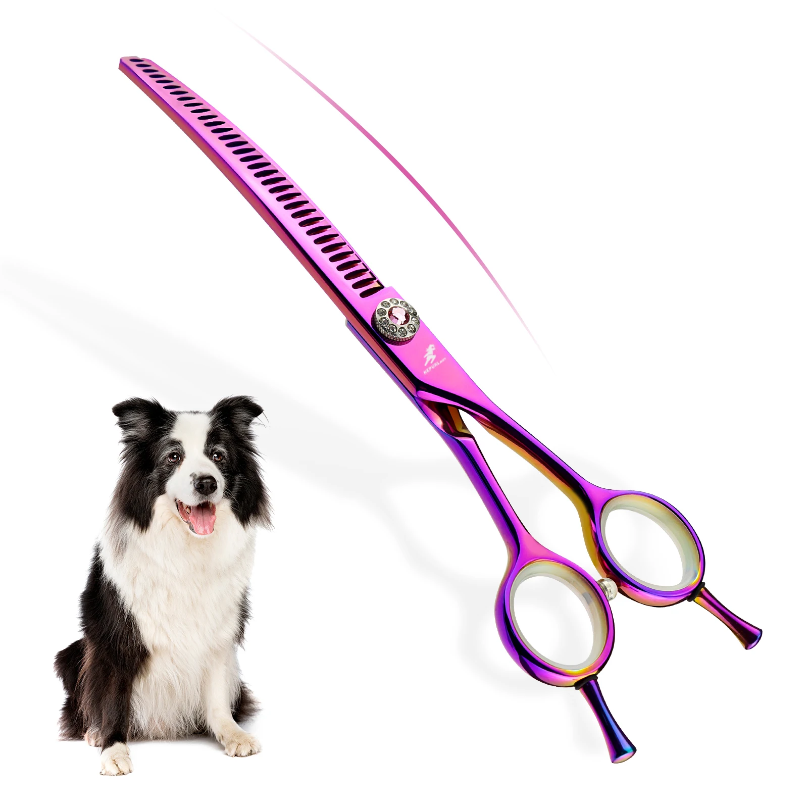 7.0inch Purple Japan 440c Curved Fishbone/Dense Scissors Paint Shaped ...