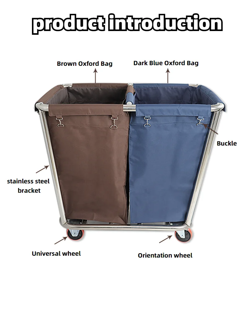 Hotel Cleaning Linen Trolley,Stainless Steel Wet&dry Sorting Laundry ...