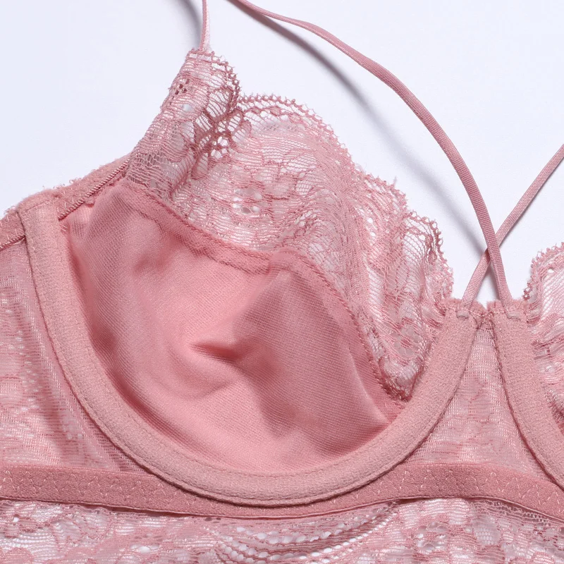 Women's Bra Set Transparent Strappy Style Underwire Floral Pattern Sexy ...