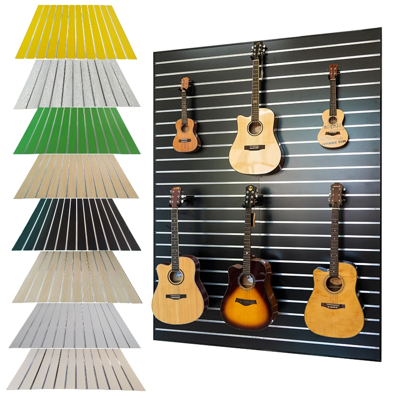 Slatwall Panel With 0.5mm Aluminium Insert Melamine Faced Slatwall Mdf ...
