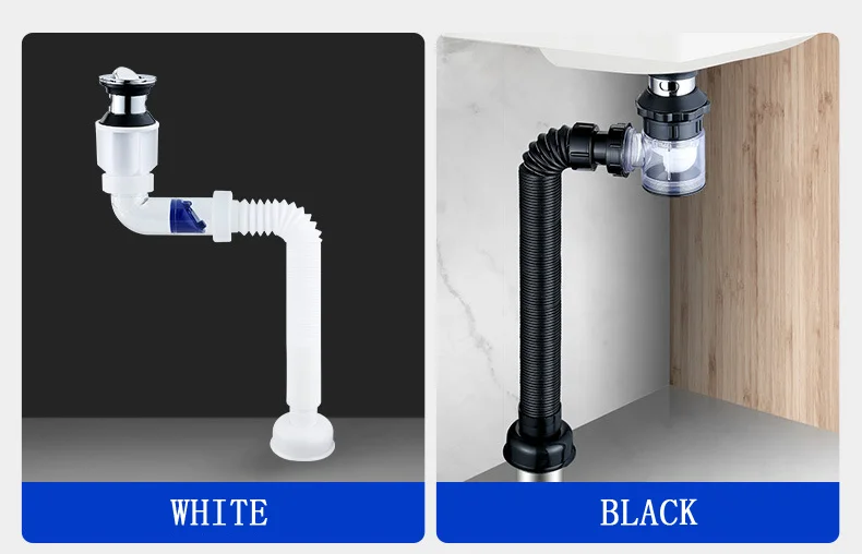 Modern P-Trap Basin Drain - Flexible, Odor-Proof Solution