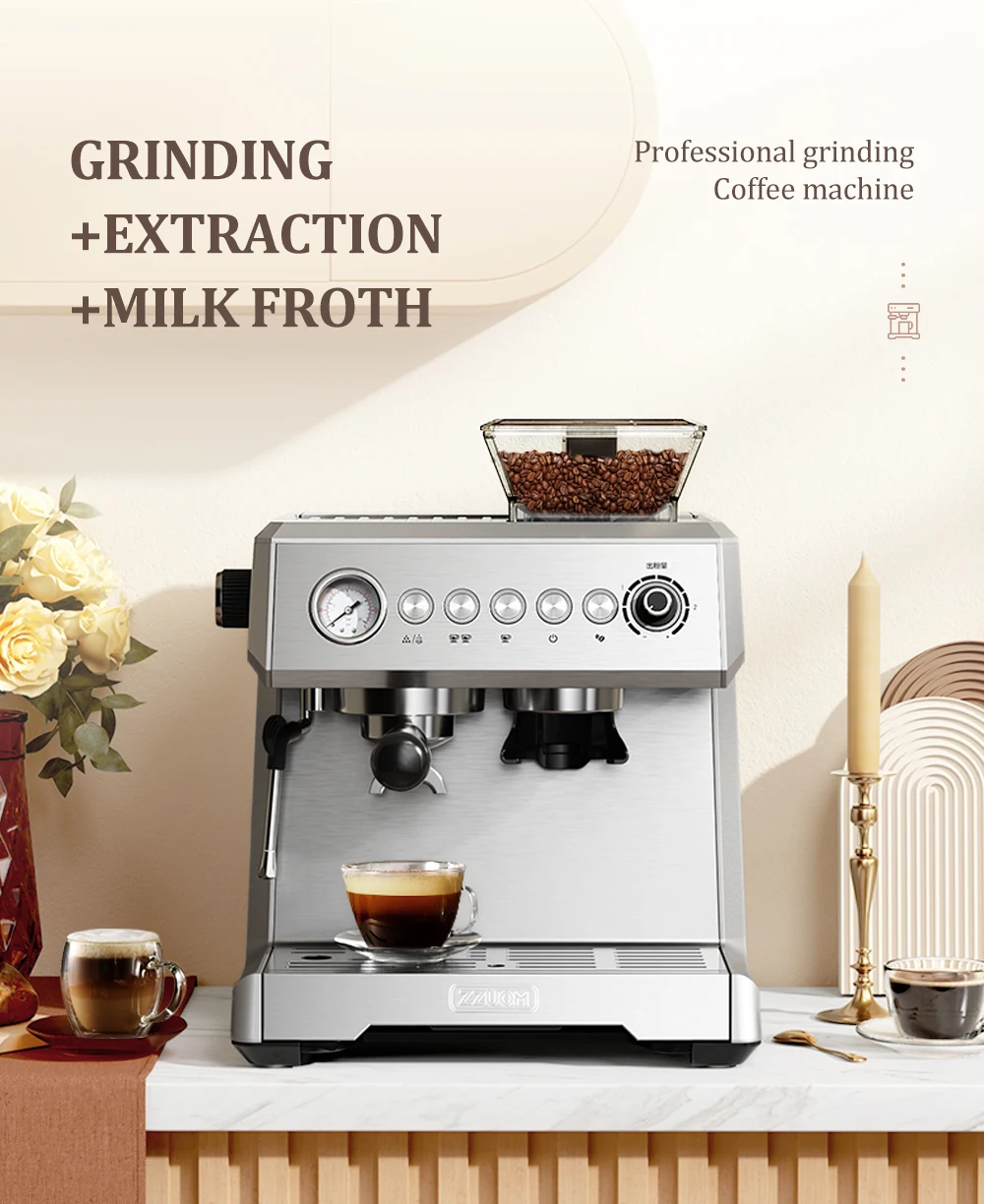 Hot Selling Industrial Style Bean to Cup Automatic Grinding Espresso Machine Coffee Maker for ...