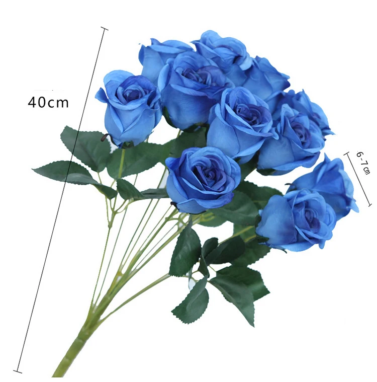 12 Heads Rose Bouquets Rose Hand Held Flowers Artificial Real Touch ...