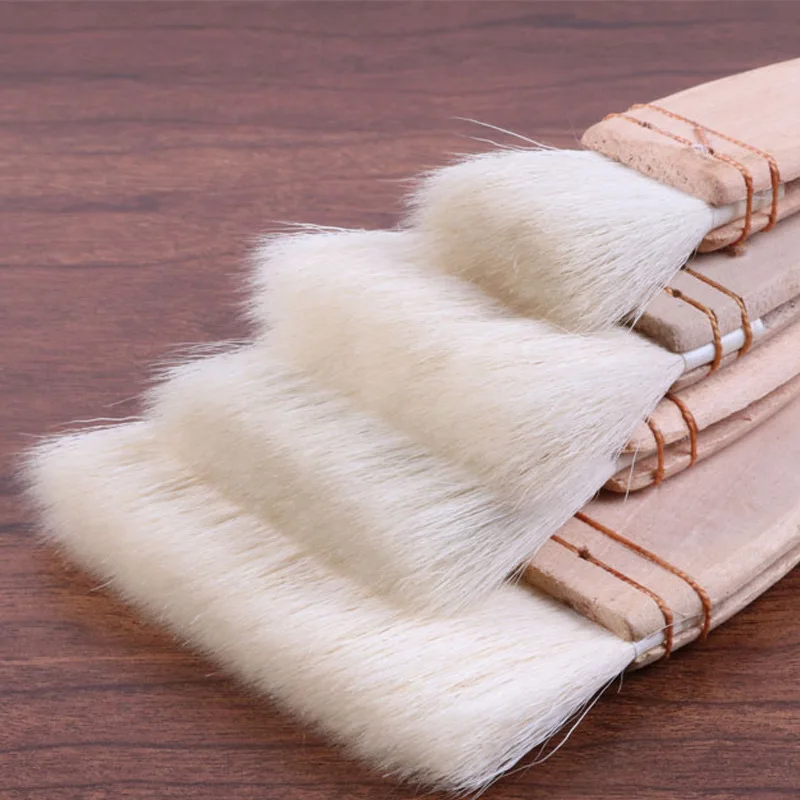 Bvew Art Wool Artist Flat Paint Brushes Set, Wooden Handle Soft Wash ...