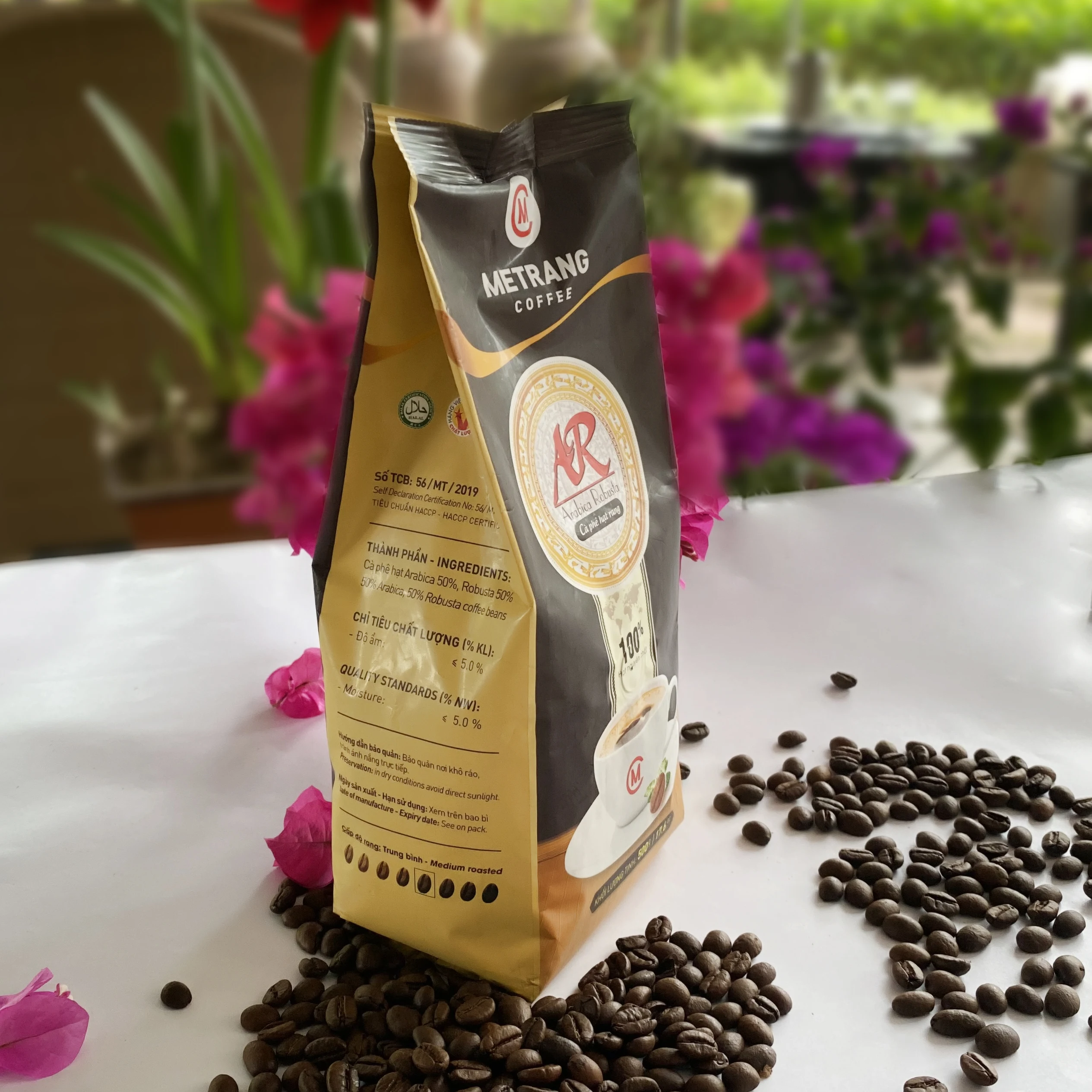 HACCP HALAL Certified 500g/Bag Medium Roast Arabica Robusta Whole Bean ...