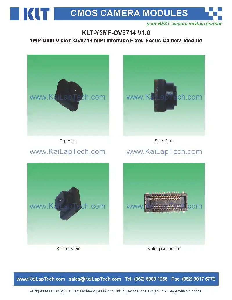 1mp Ov9714 Mipi Interface Fixed Focus Camera Module Klt-y5mf-ov9714 V1 ...