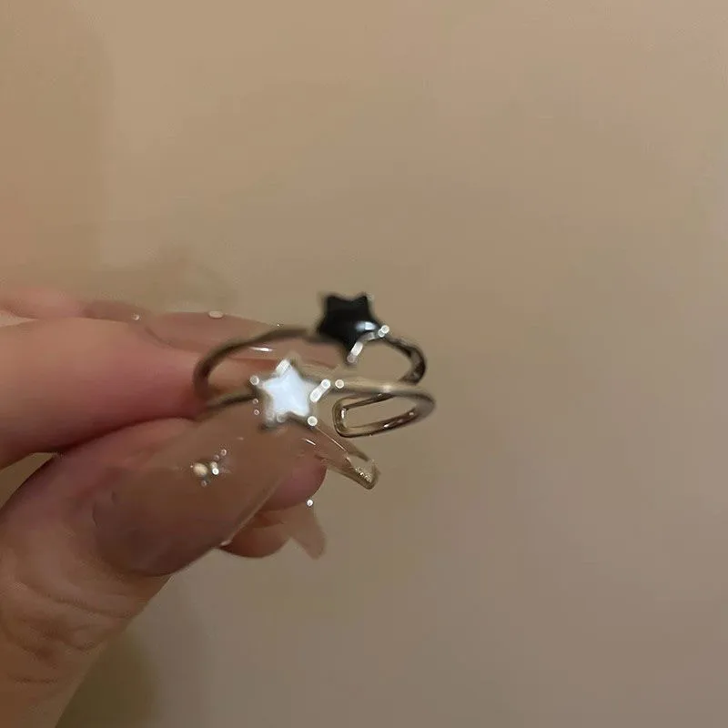 Simple Trendy Letter Luck Rings For Women Girls New Design Zircon Star ...