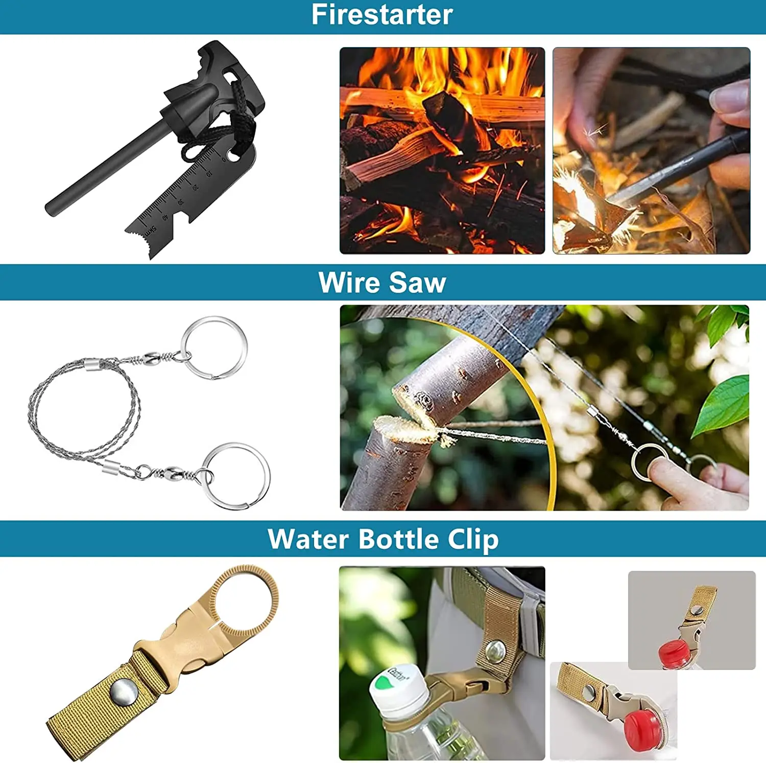 Survival Camping Tool Gear Kit - 14 in 1 Emergency Essentials