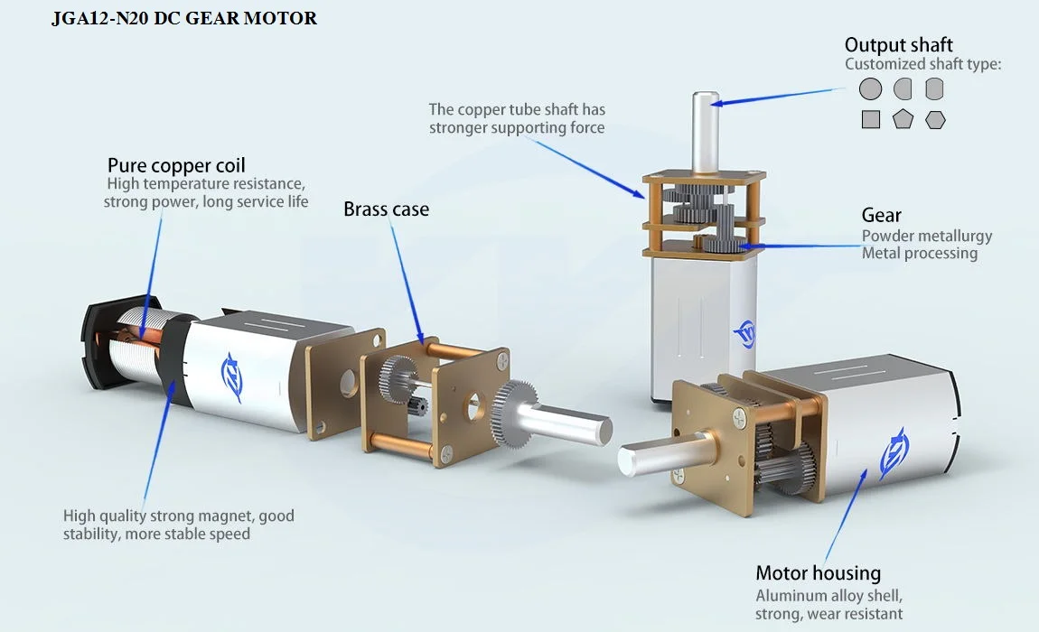 JGA12-N20 DC Motor - High Efficiency for Smart Locks