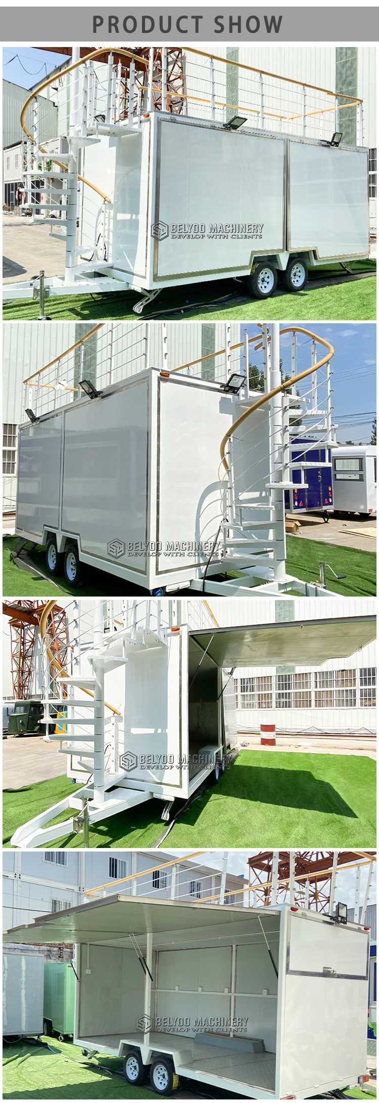 Custom Mobile Two Story Double Decker Food Truck Concession Stage Trailer With Kitchen Equipment ...