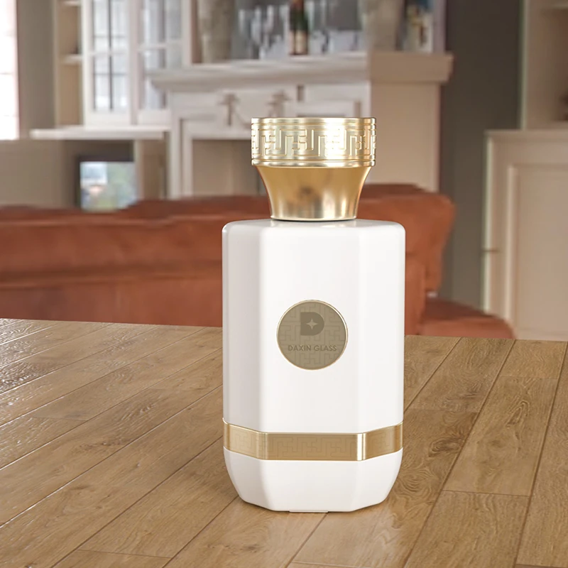Wholesale 100ml Golden White Rectangle Perfume Bottles with Gold Cap ...