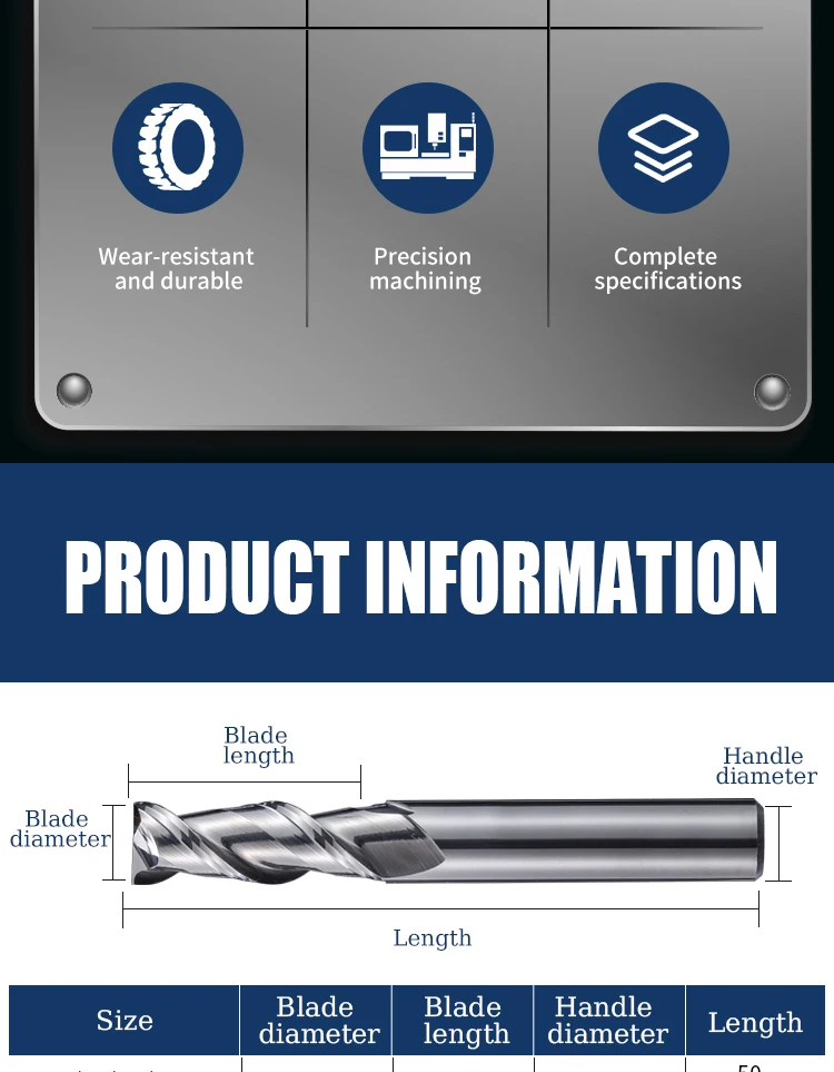 Lucas Tools Hrc55 Milling Cutter for aluminum 2 Flutes Square Carbide ...