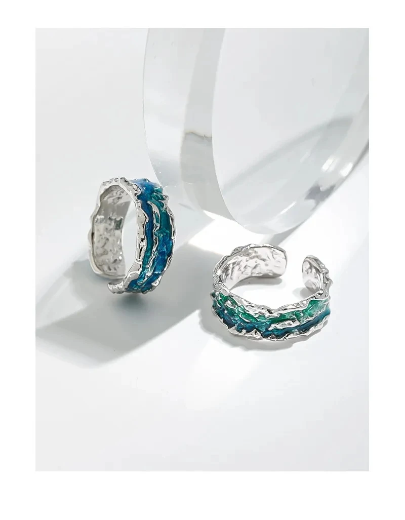 Luxury Liquid Metal Irregular Enameled Glazed S925 Sterling Silver ...