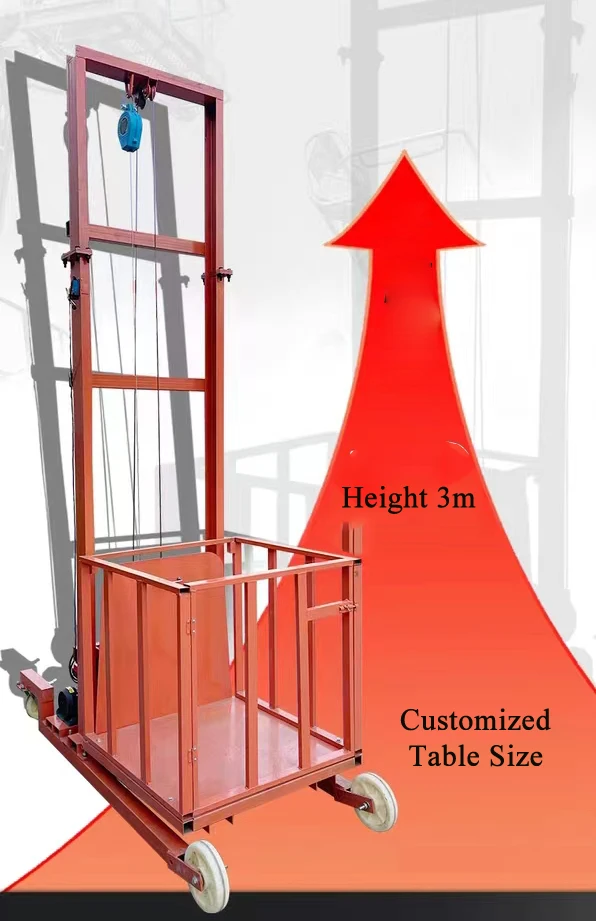 500kg 3m Mobile Mini Cargo Lift Elevator Warehouse Home Portable Steel ...