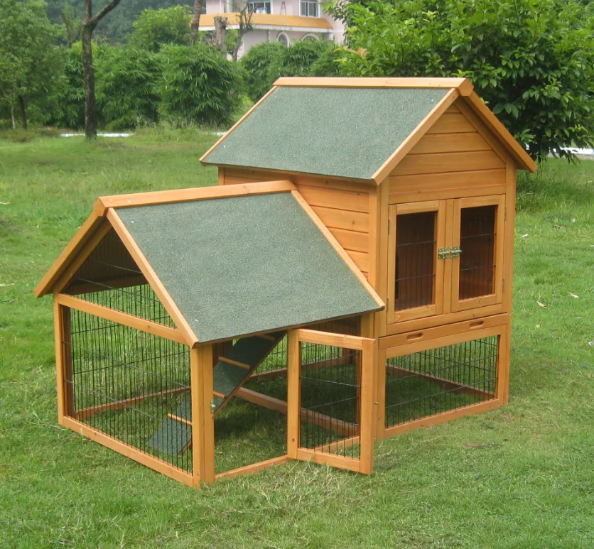 Outdoor Large Rabbit Hutch Wooden Bunny Wire Cage With Pull Out Tray ...