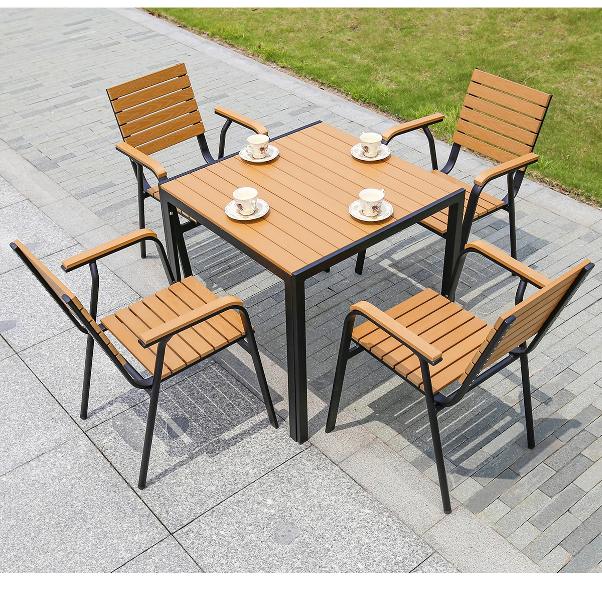 Teak Wood Dining Table Patio Chairs Outdoor Restaurant Furniture Dining ...